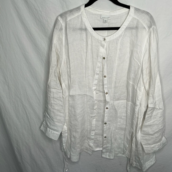 J. Jill | Tops | J Jill Love Linen Button Up Top Womens 2x White Ls ...